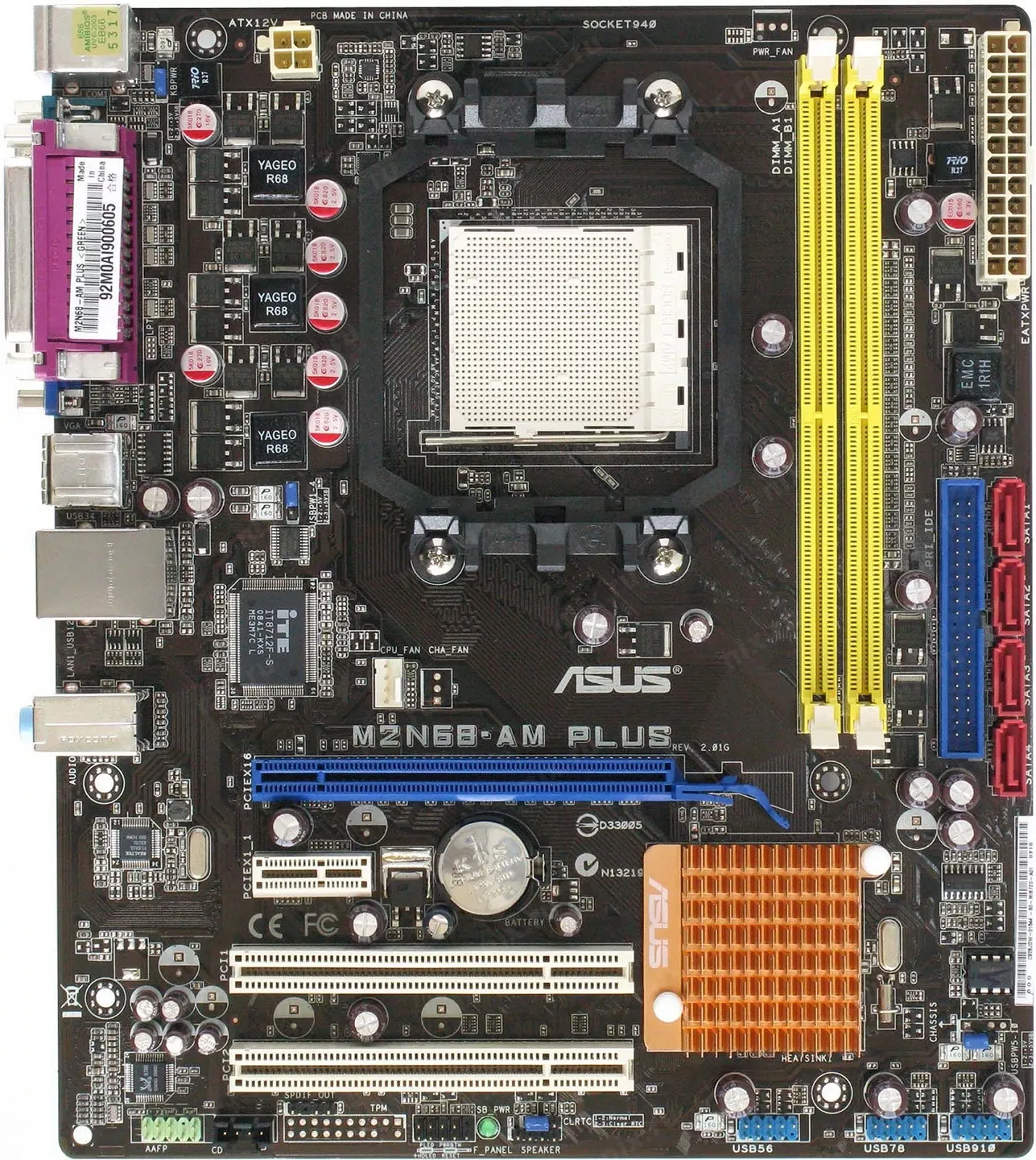 Материнська плата ASUS M2N68-AM PLUS Socket AM2+, DDR2, NVIDIA GeForce ...